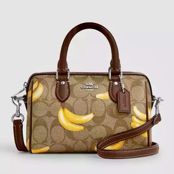 Coach | Bags | Coach Mini Rowan Crossbody Satchel Bag In Signature Canvas With Banana Print ...